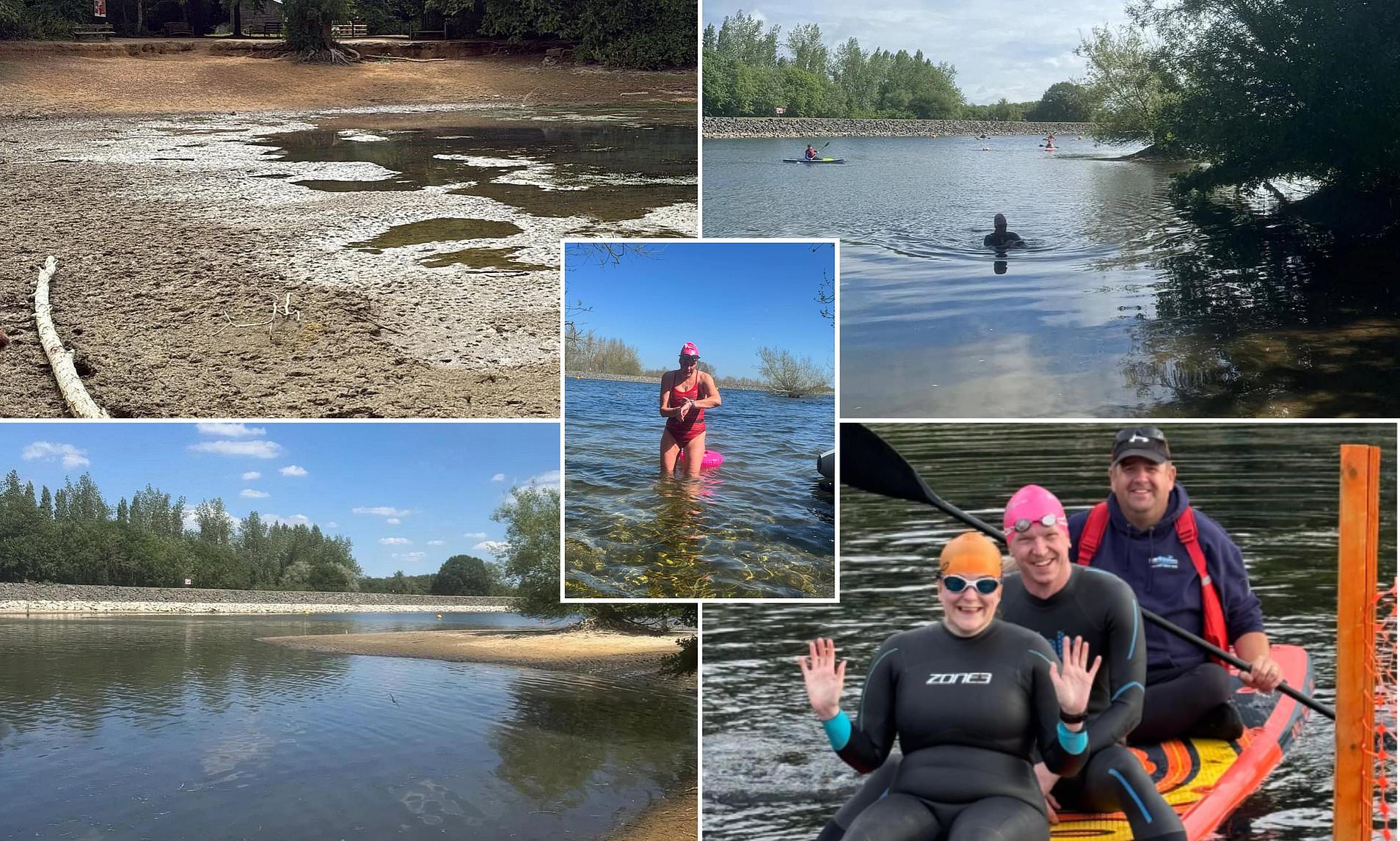 Open water swimmers left stuck in the mud as water drops to ...