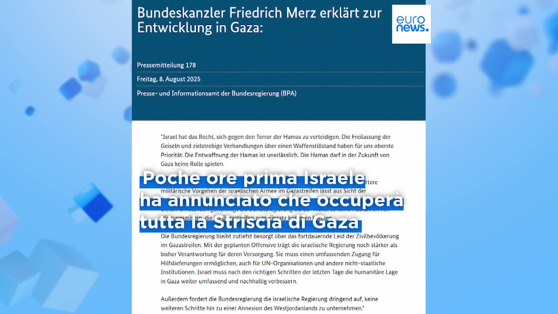La Germania blocca le esportazioni militari che potrebbero essere utilizzate a Gaza