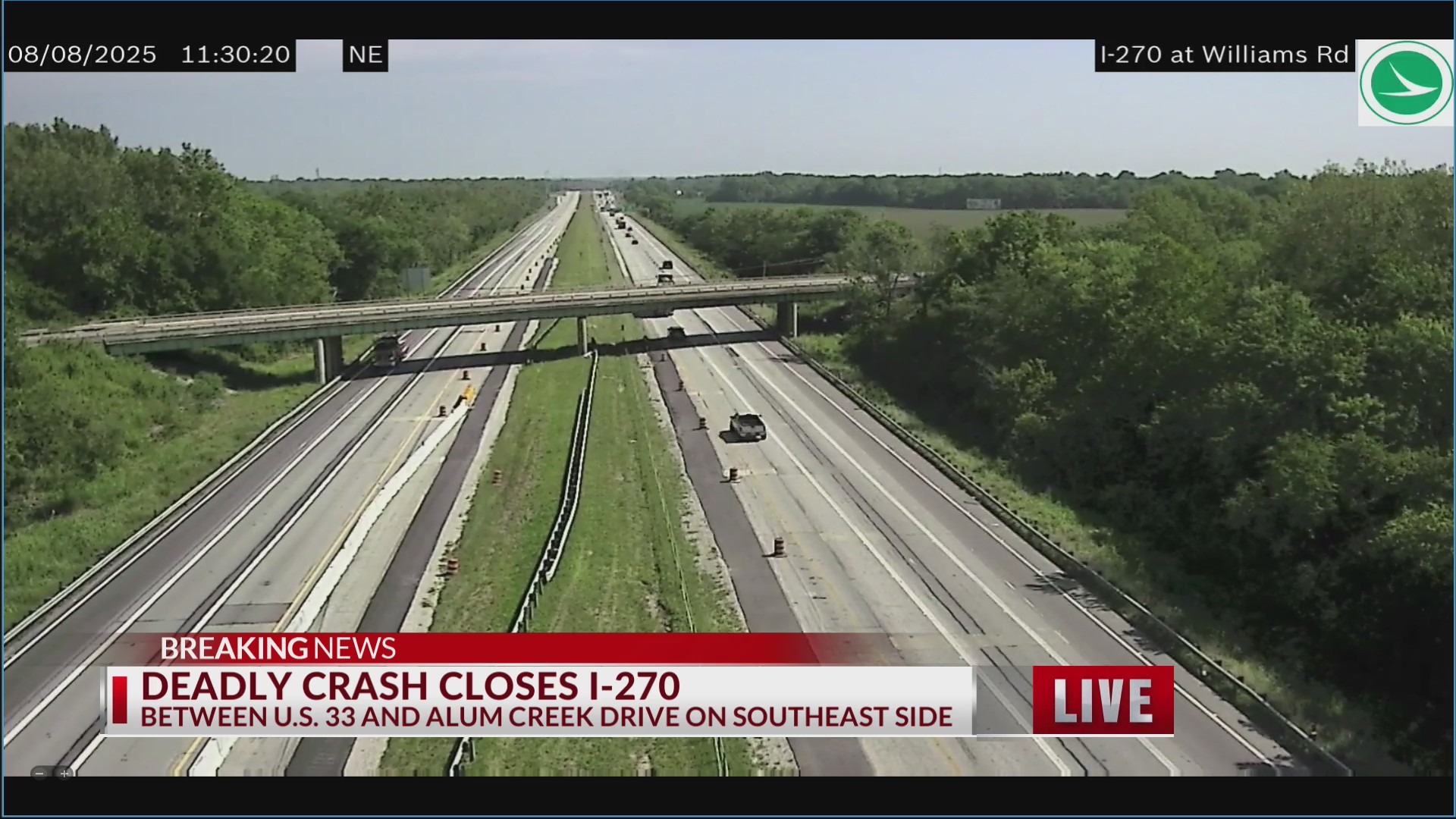 Two dead in crash involving semi, van on I-270