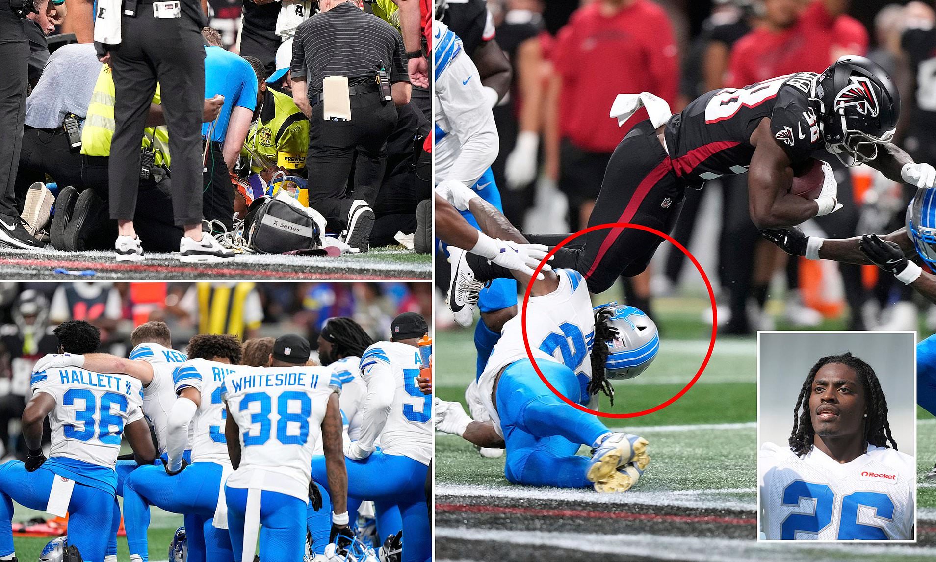 Detroit Lions' Morice Norris is left motionless after frightening hit ...