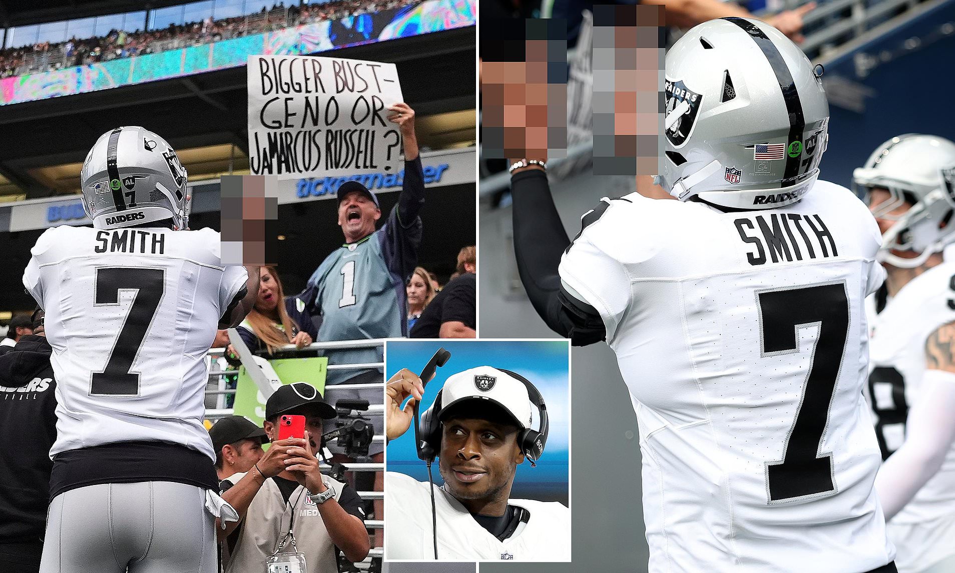 Raiders QB Geno Smith flips off Seahawks fans in his return to Seattle