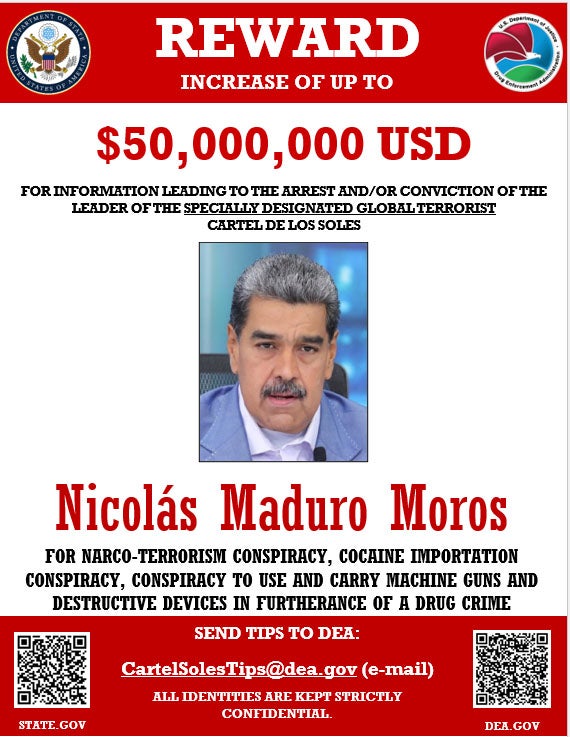 Trump ofrece recompensa de $50 millones por Nicolás Maduro y desata ...