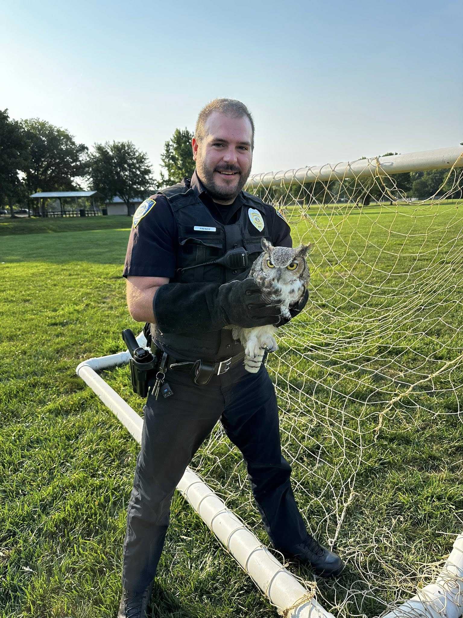Owl trapped in soccer net rescued by Gladstone Animal Control, police