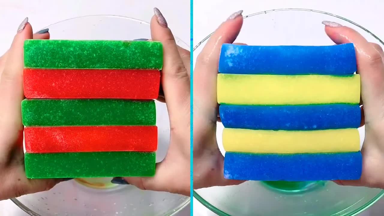 Oddly Satisfying Slime SPONGE CRUSHING ASMR - Relaxing Slime Videos ...