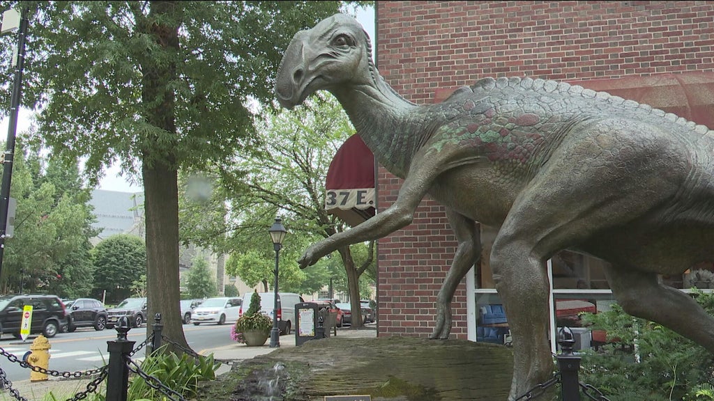 The history behind Haddonfield's central landmark, a dinosaur nicknamed ...