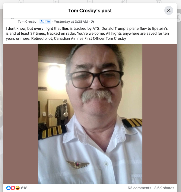 'Retired pilot' claimed Trump's plane flew to Epstein's island 37 times ...