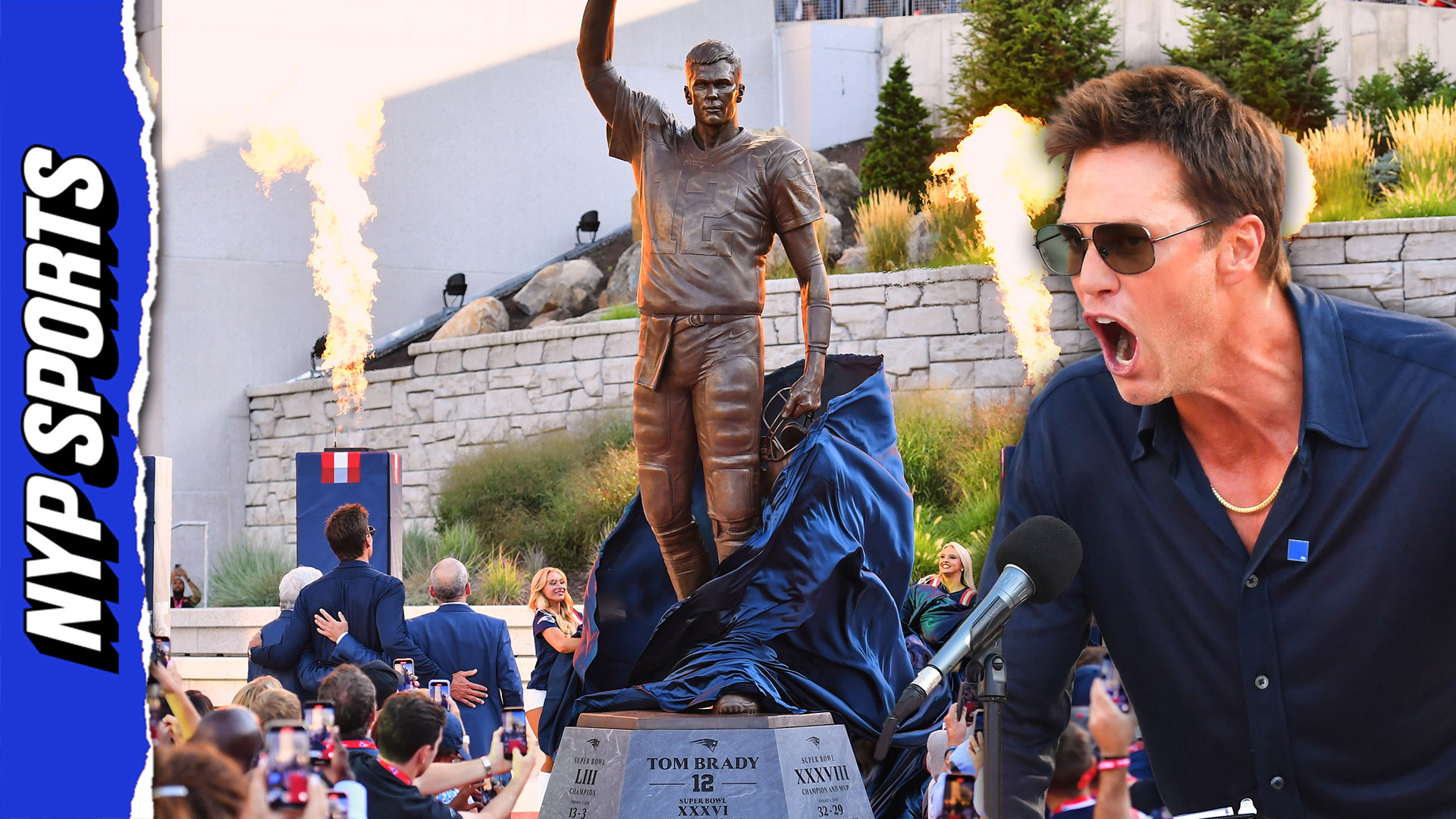 Tom Brady takes shot at Jets fans during statue unveiling