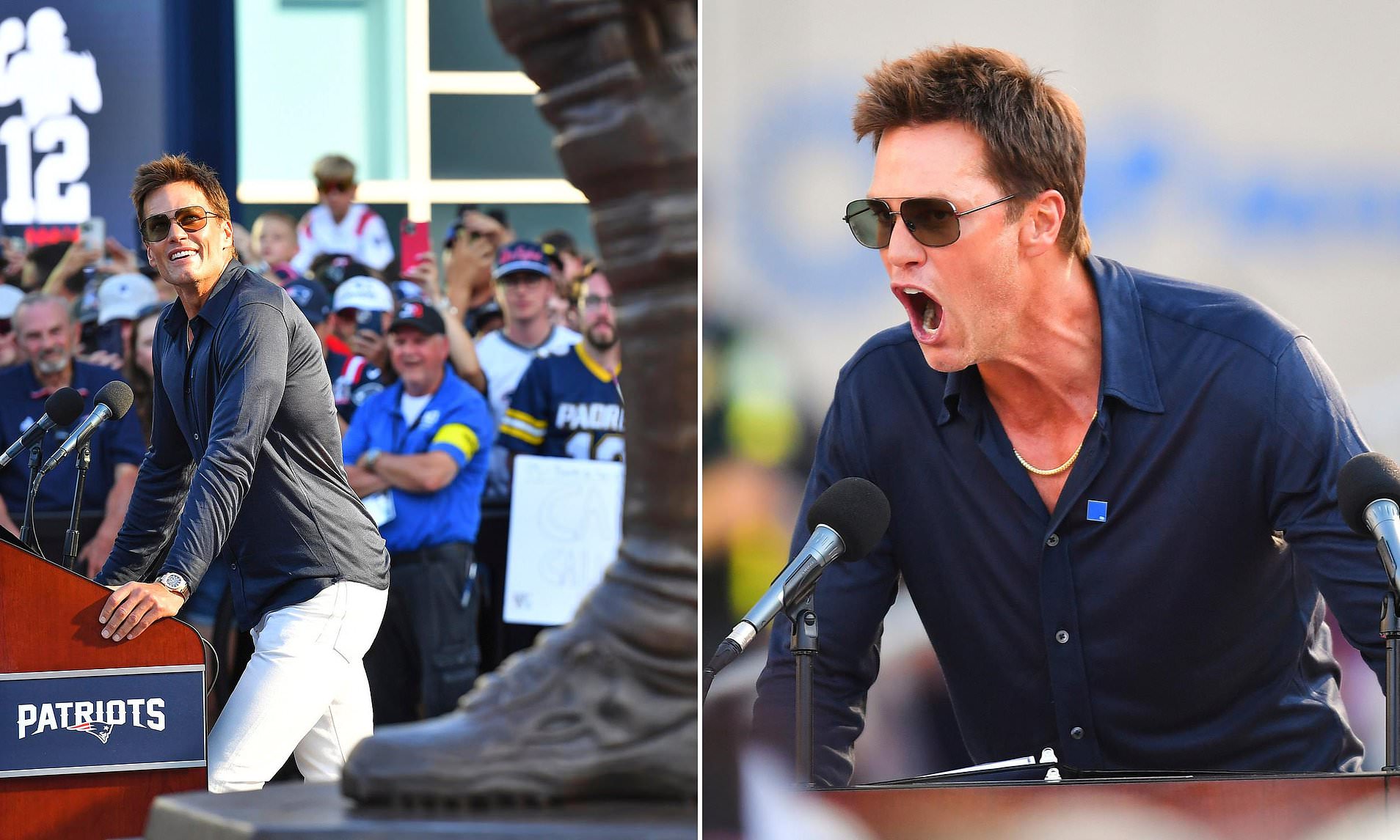 Tom Brady gives brutally honest reaction as Patriots unveil 12-foot ...