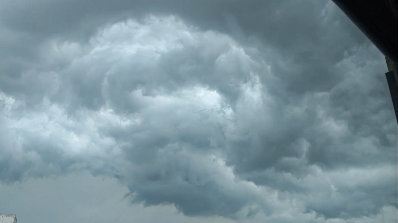 Swirling storm clouds signal severe weather in Liaoning, China