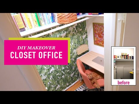 Build a warm work-from-home nook by converting a closet