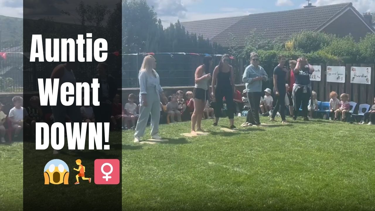 Mom runs in a race but falls before reaching the finish line