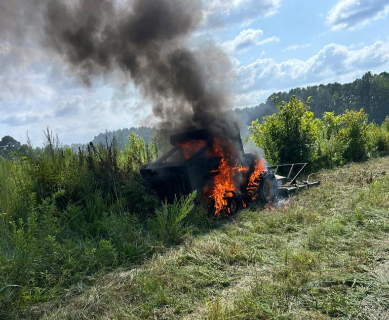 Farming vehicle went up in flames in Prince George