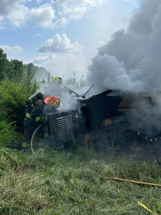 Farming vehicle went up in flames in Prince George