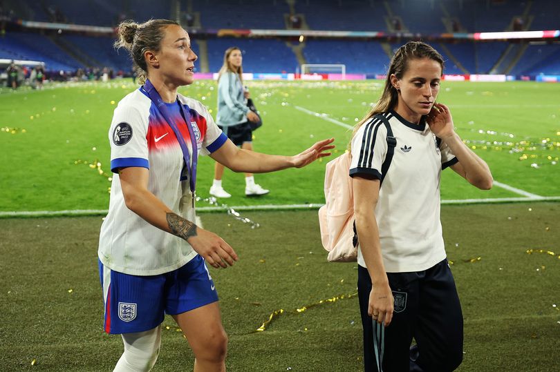 Lionesses hero Lucy Bronze snapped with Euro 2025 rival as pair soak up ...