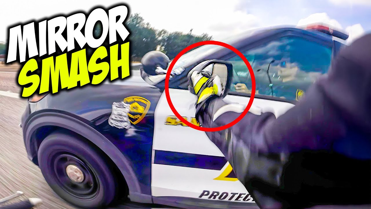 Cop Gets His Mirror Smashed | Motorcycle Police Chase | Angry & Cool Cops