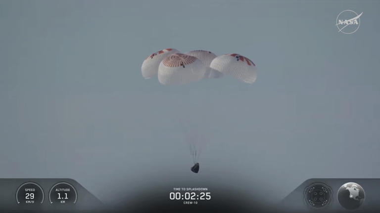 4 astronauts return from space with frozen science, splashdown Pacific ...
