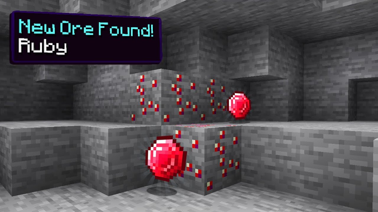 Custom Ruby Ore and Items Added to Minecraft with a Mod