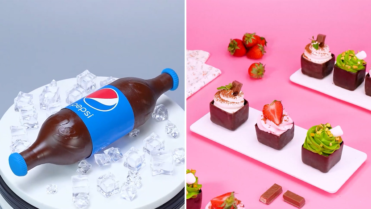 Pepsi Bottle Cake and Mini Chocolate Cup Desserts