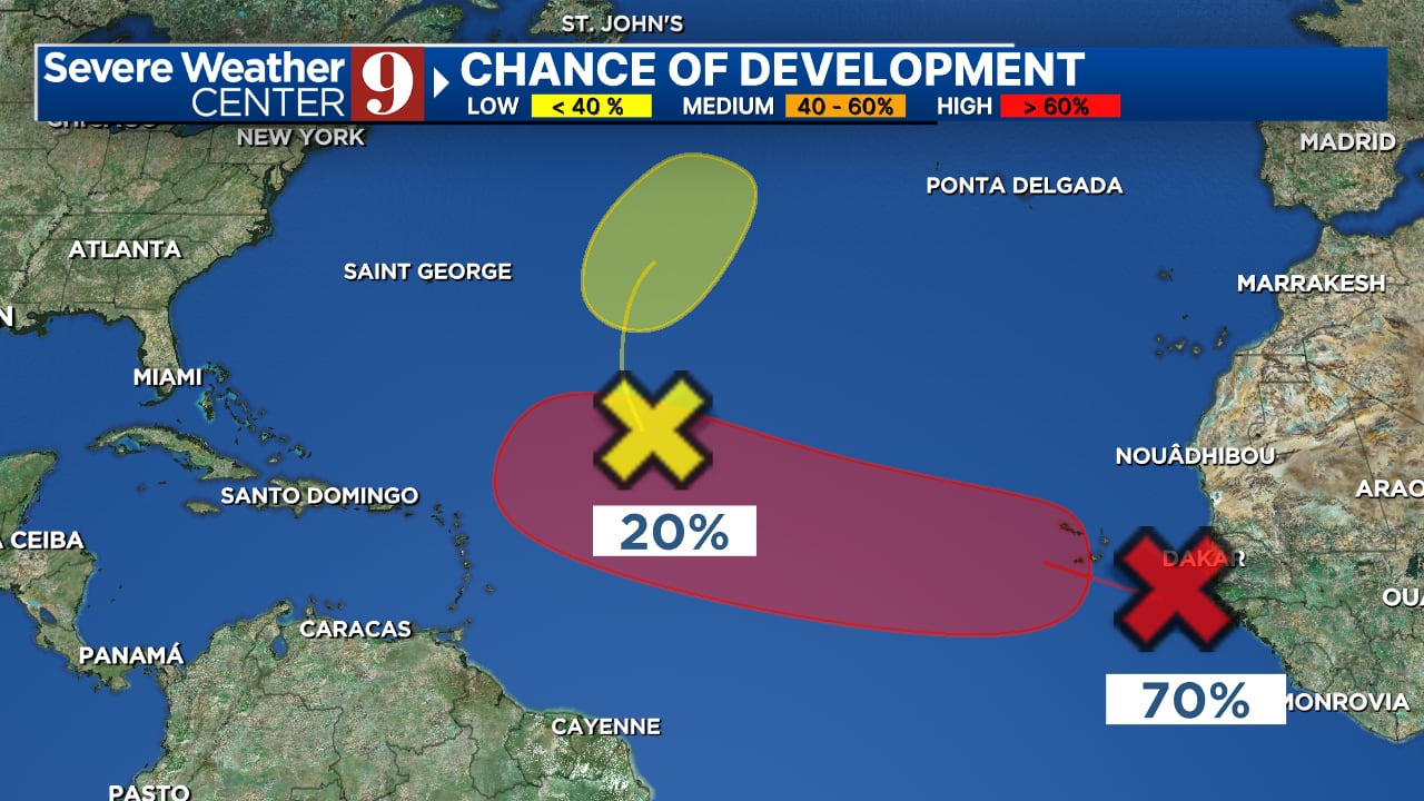 Two Atlantic systems monitored for potential tropical storm development