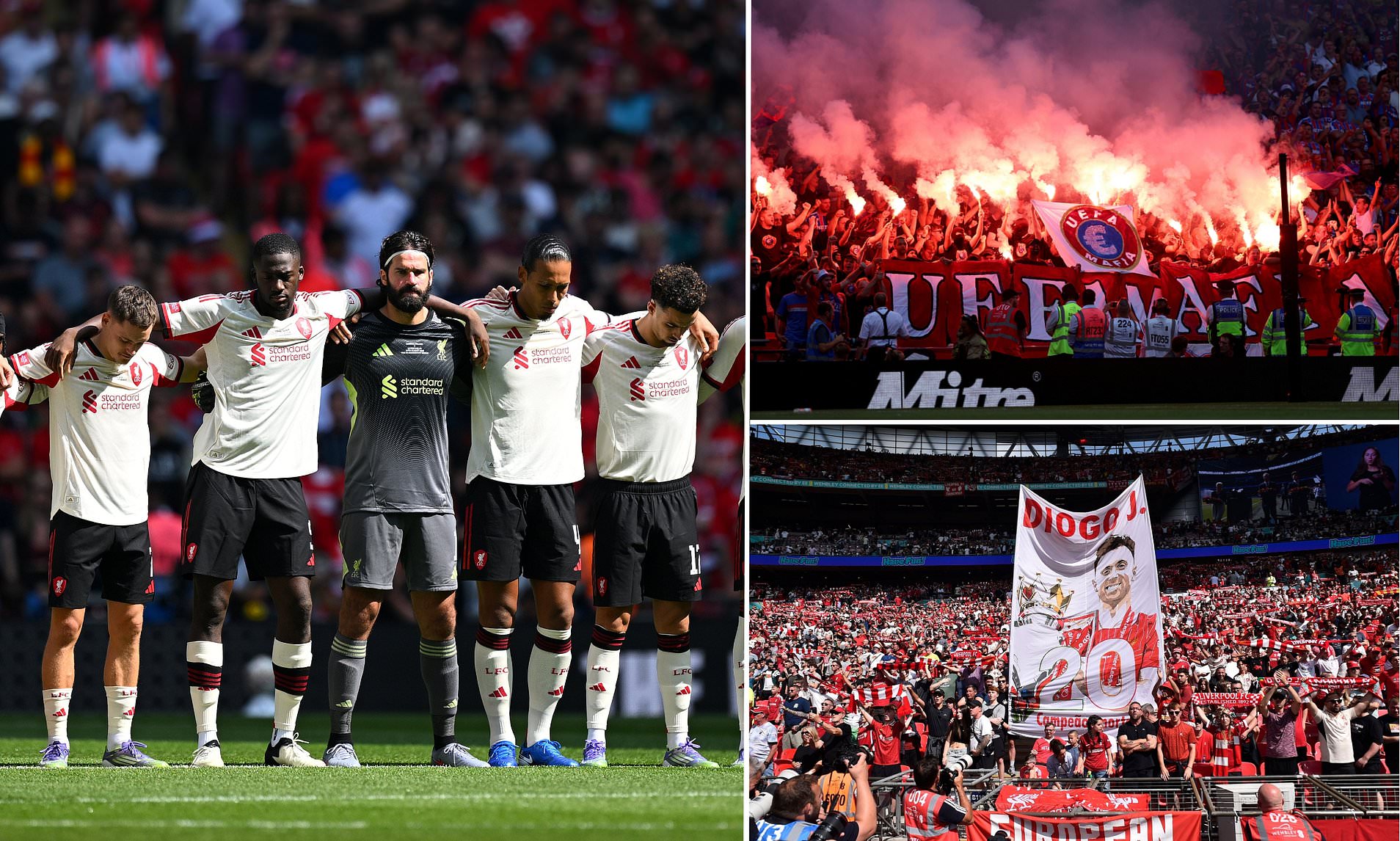 Fans CUT SHORT minute's silence in tribute to late Liverpool star Diogo ...