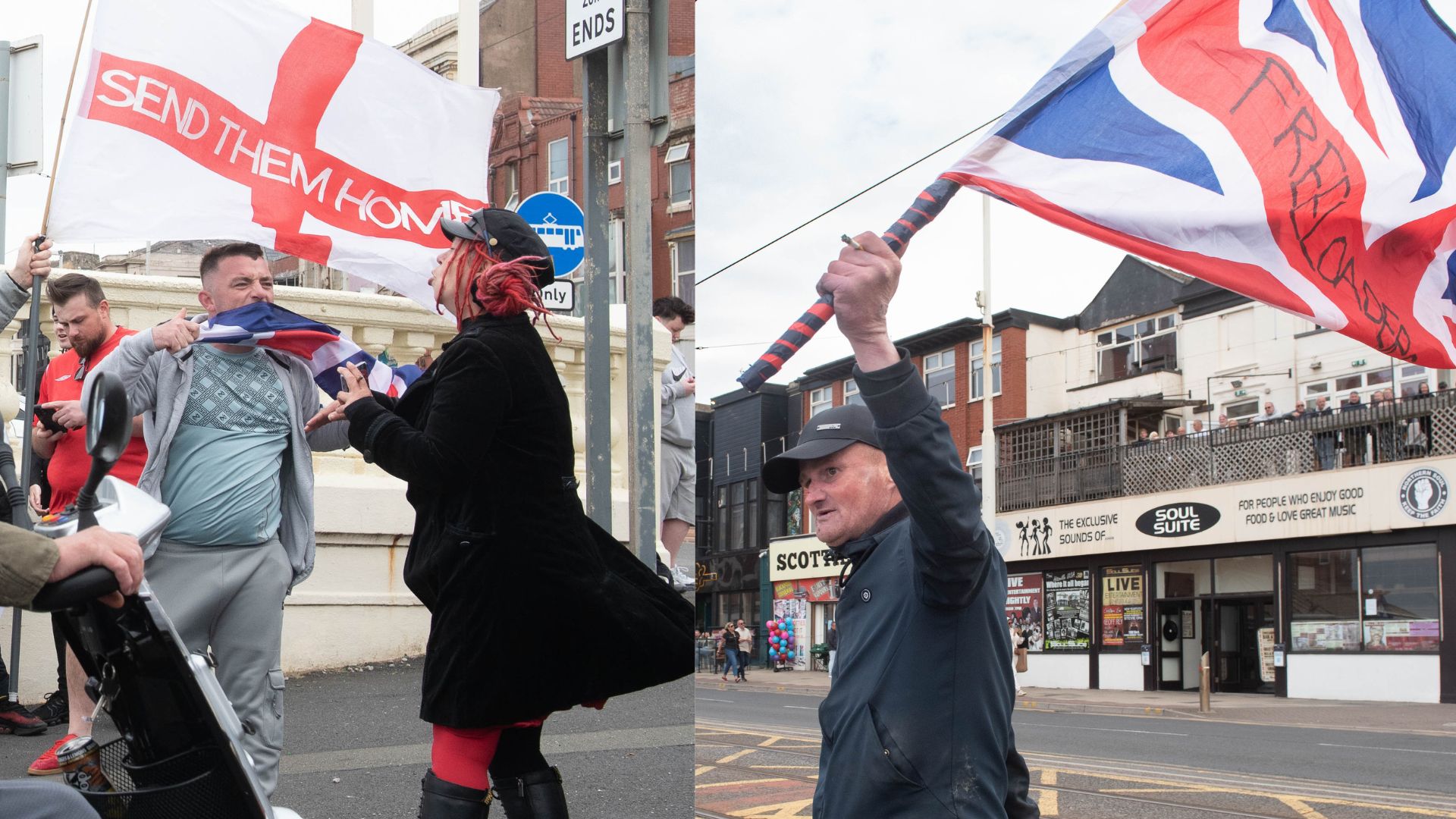 Blackpool protest: Watch moment anti-immigration protesters clash with ...