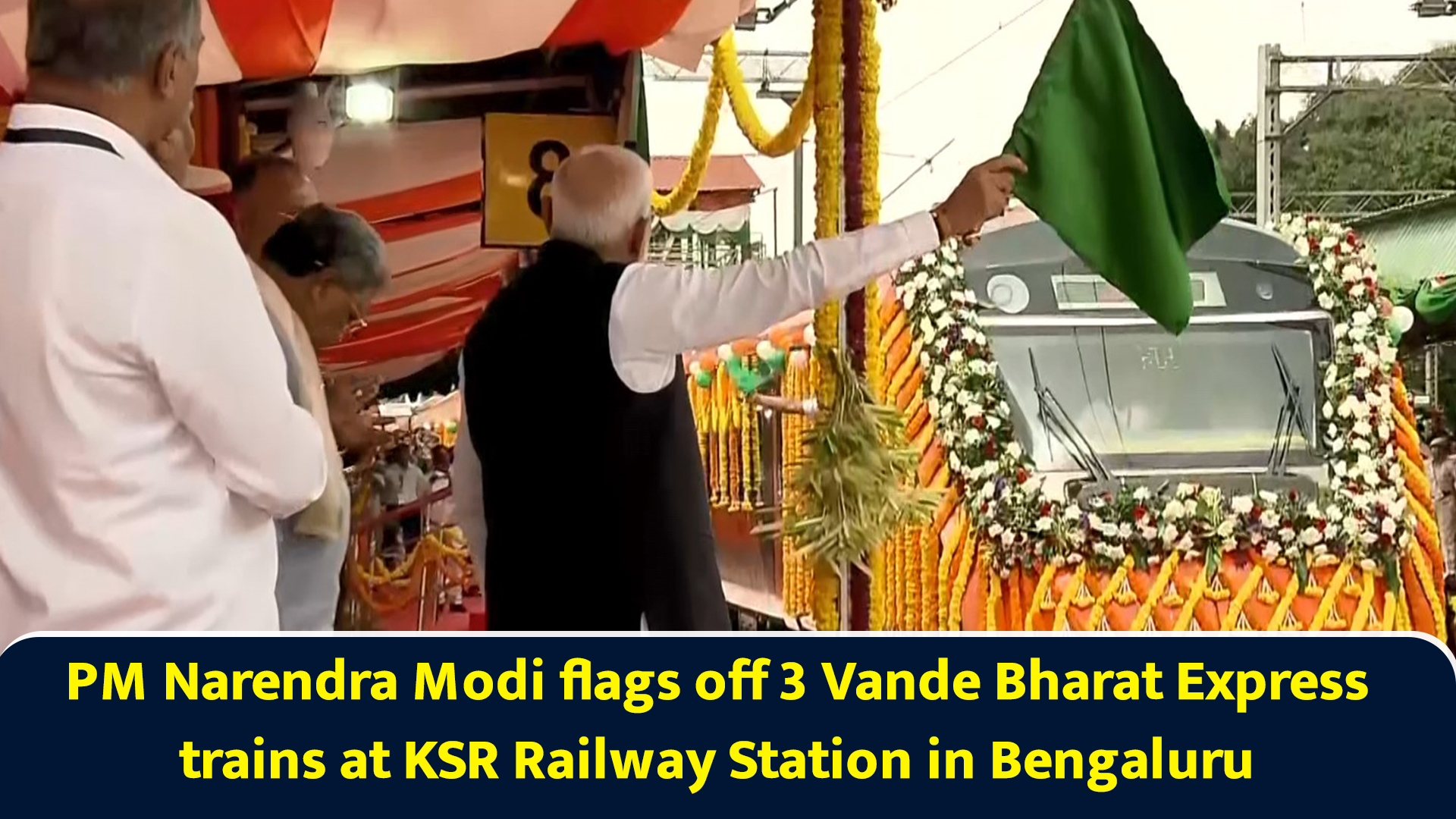 PM Narendra Modi flags off 3 Vande Bharat Express trains at KSR Railway ...