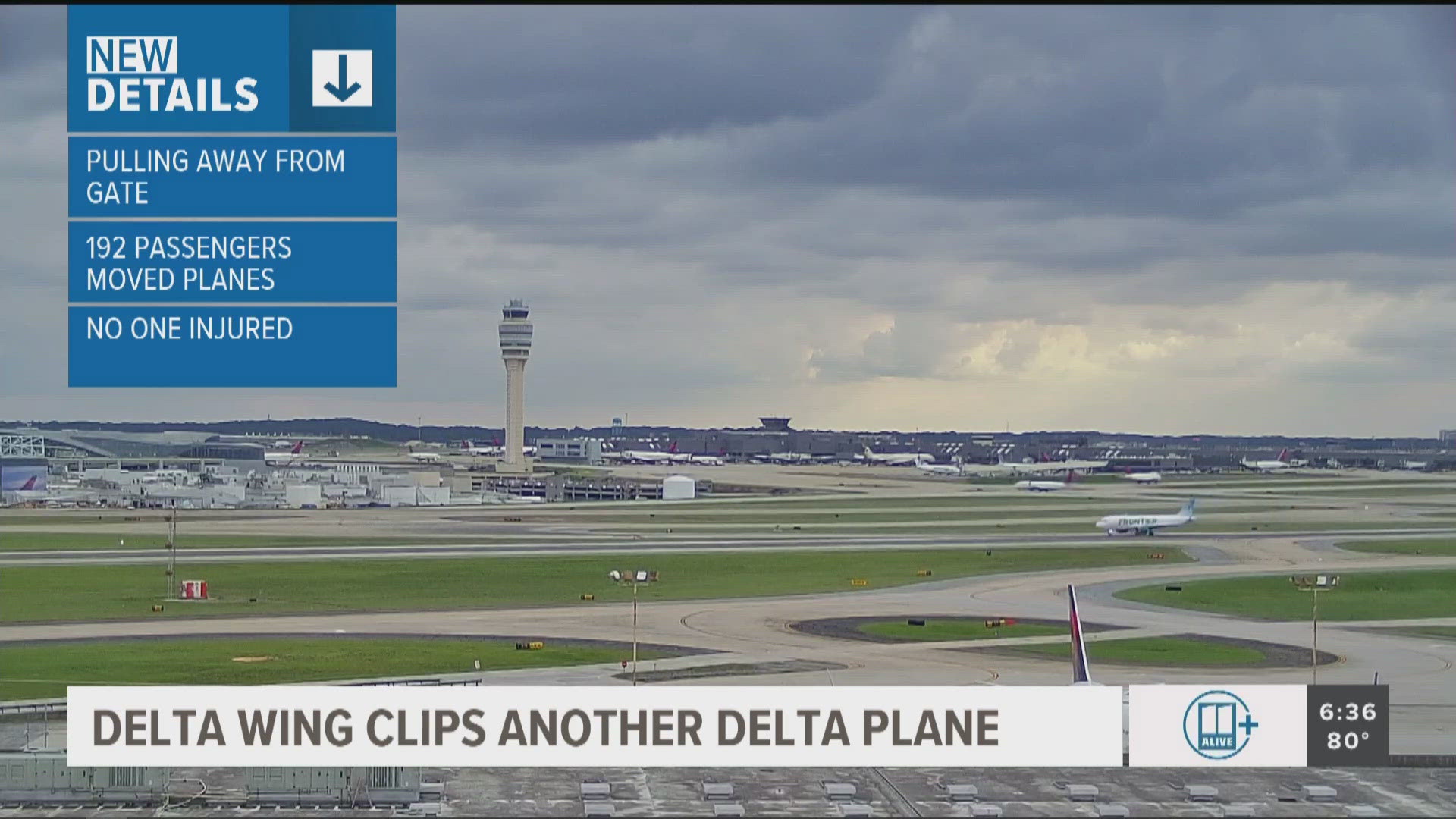 Delta wing clips another plane