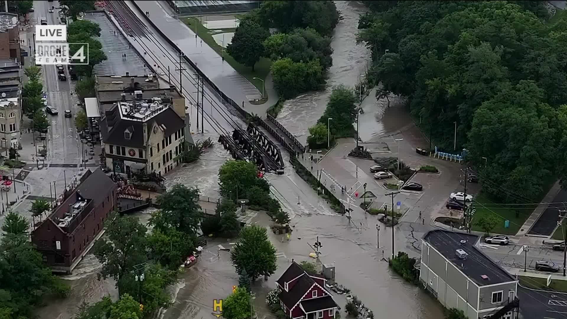 Drone video shows the aftermath of flooding across southeast Wisconsin