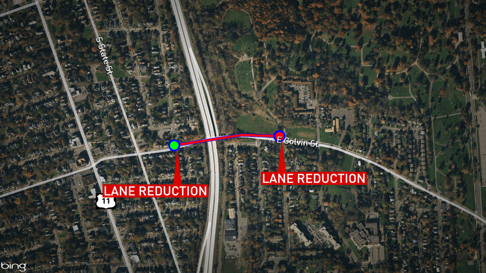 Lane reduction on Colvin Street for I-81 Viaduct Project utility work