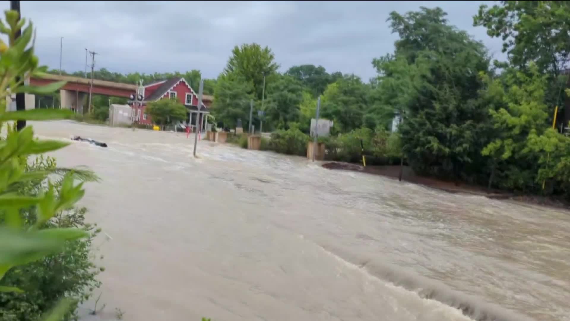 Flash Flooding Causes Menomonee River In Wauwatosa To Overflow