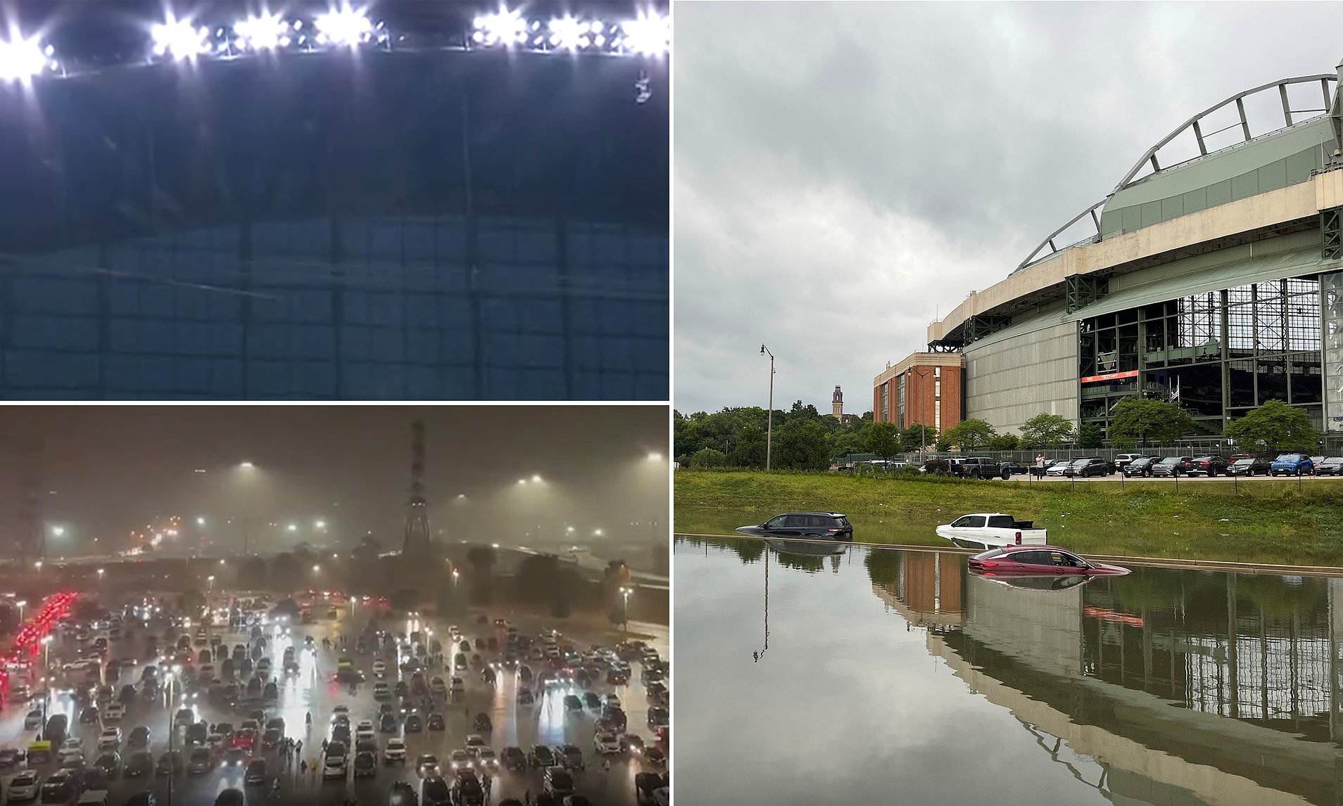 Shocking scenes as Brewers' parking lot is flooded and rain leaks ...