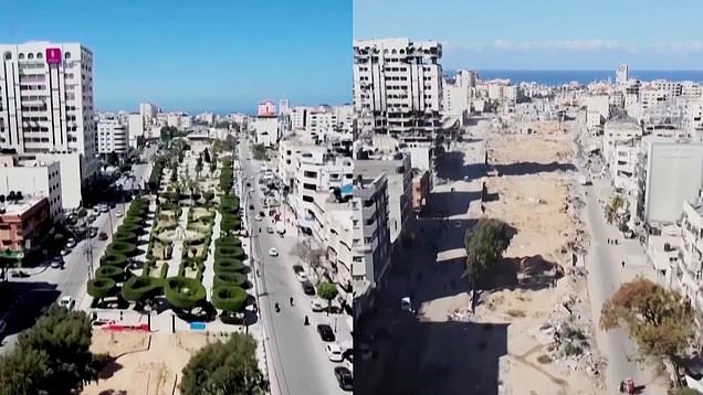 Drone footage showing Gaza before and during war highlights the scale ...