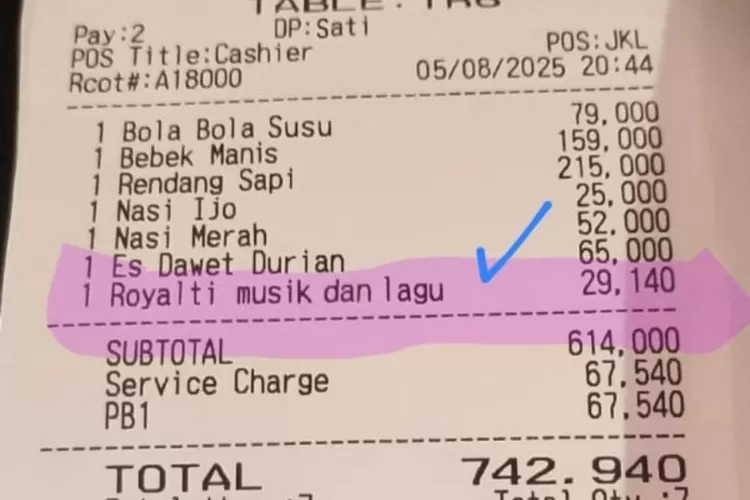 Restoran Viral Cantumkan Biaya Royalti Musik Rp29 Ribu di Struk, Ini ...