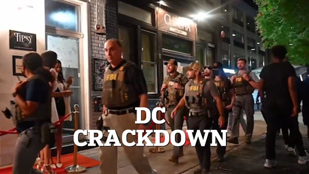 FBI agents and police patrol Washington DC and making arrests