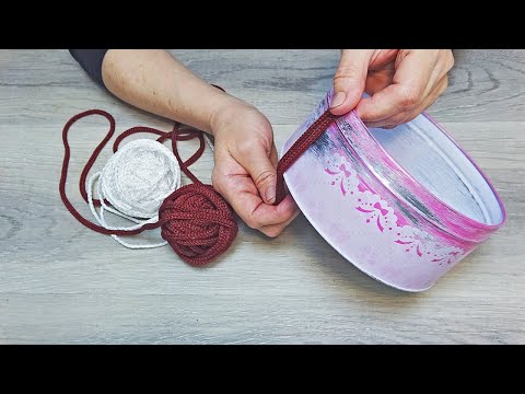 Transform an Old Cookie Tin with Rope into Unique Art