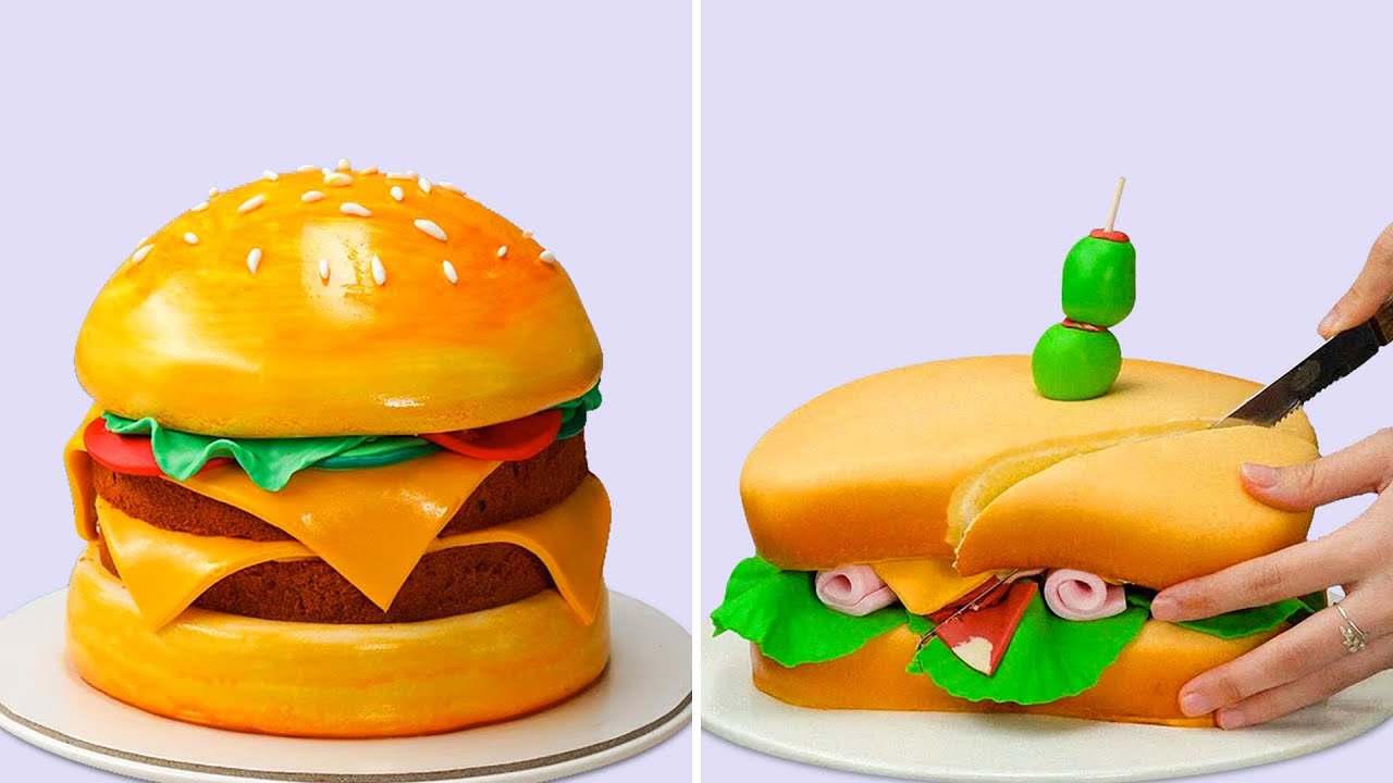 How to Make Hamburger and Sandwich Cakes with Fondant Decorations