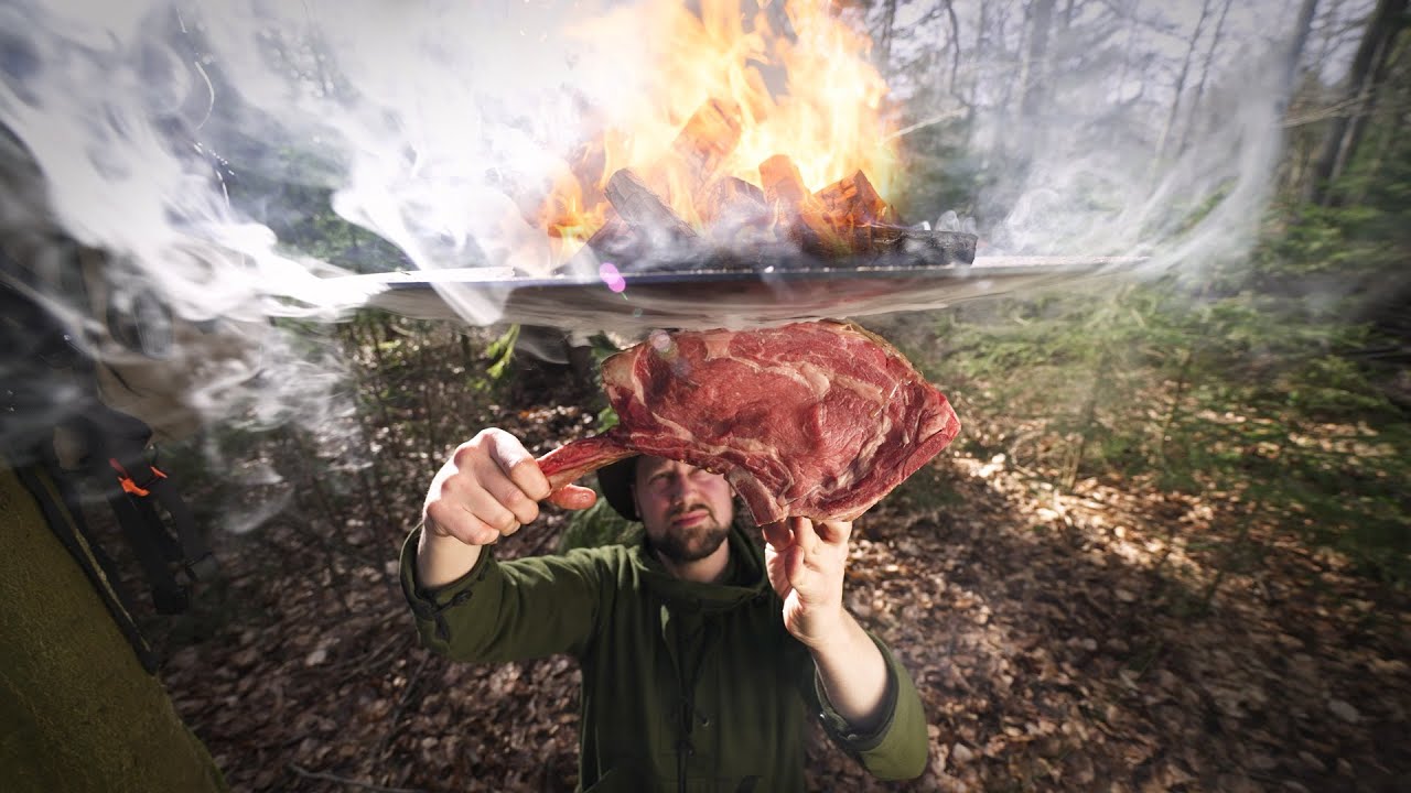 The Art of Hanging Steak Grilling: XXL Tomahawk in the Wild