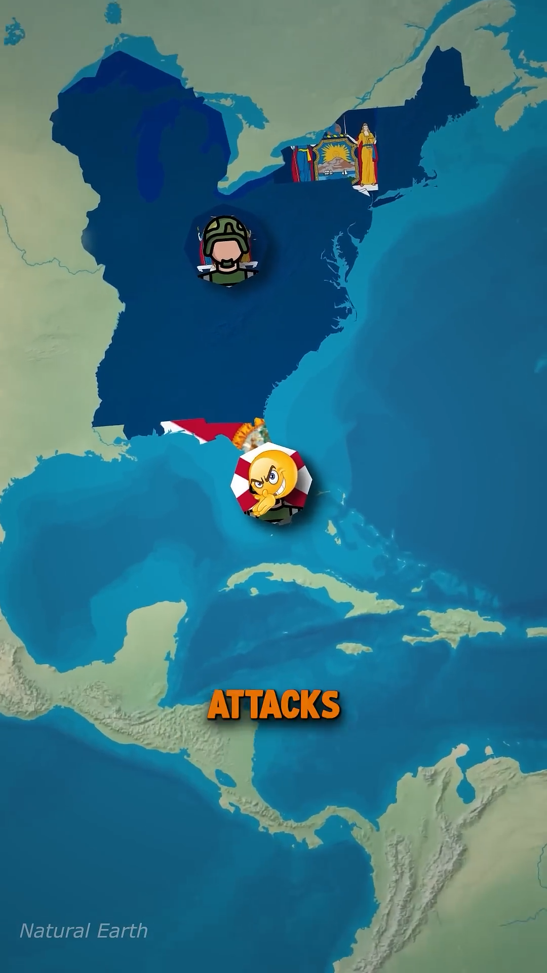 Geopolitiek scenario van conflict tussen grootste Amerikaanse staten