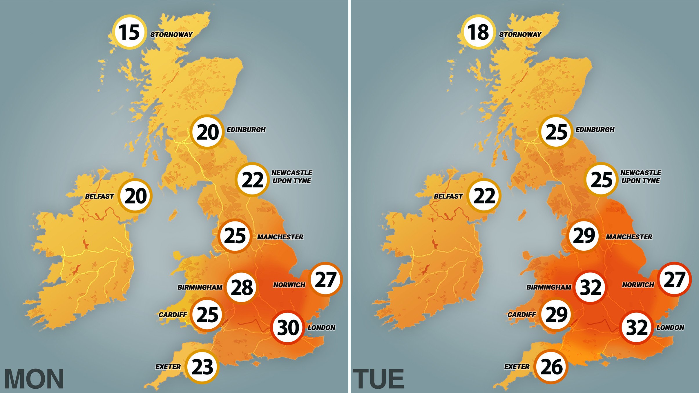 Map reveals UK heat hotspots as temperatures soar