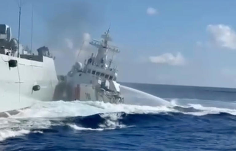 Wild video shows Chinese ship crashing while trying to cut off ...