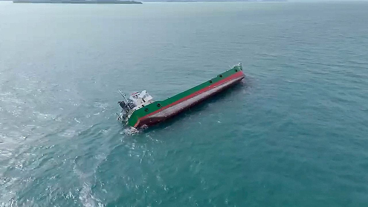 All crew rescued after cargo ship capsizes off the coast of Philippines