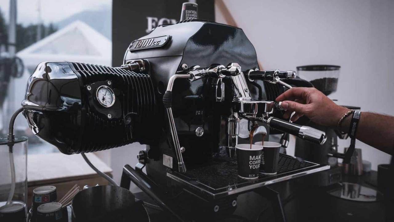 This coffee machine is made from a BMW motorcycle engine – yes, really!