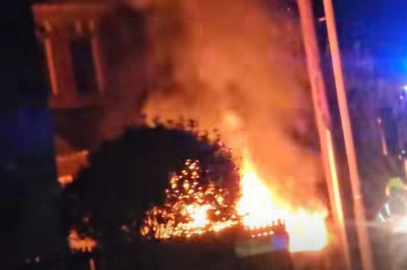 Dramatic picture shows fire on driveway of Arnold house