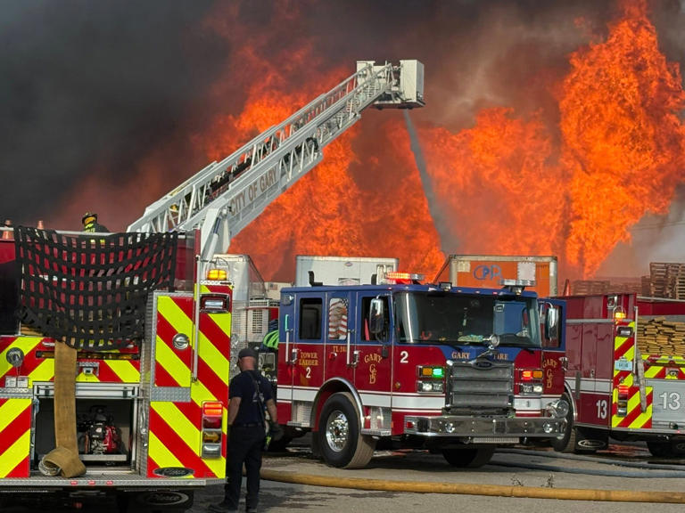 Gary firefighters spend 18 hours battling massive pallet company blaze