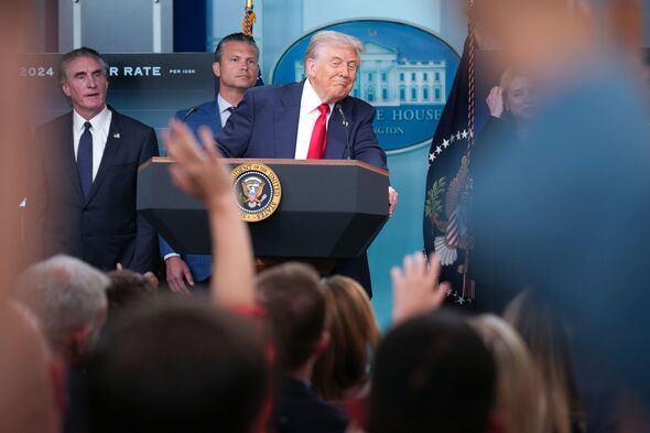 Trump steps back from podium after venting frustration over line of ...