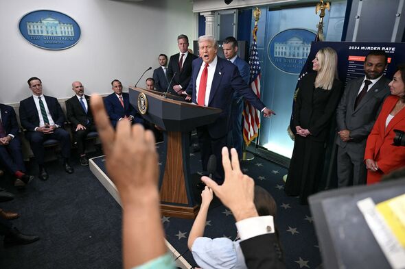 Trump steps back from podium after venting frustration over line of ...