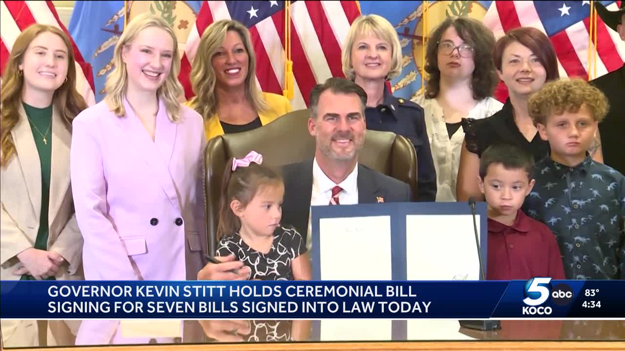 Gov. Stitt holds ceremonial signing for several Oklahoma bills
