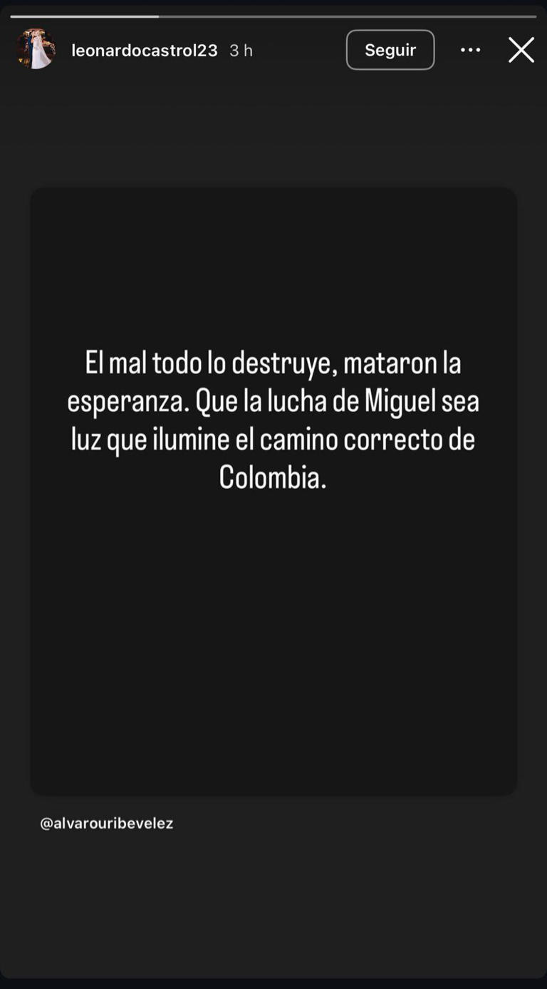 Leonardo Castro no ocultó su apoyo al mensaje de Álvaro Uribe por la ...