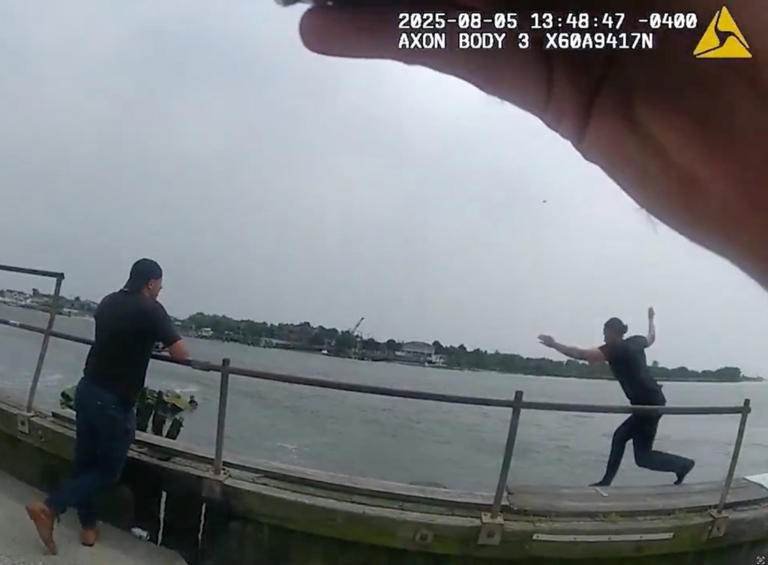 NYPD bodycam shows fearless cops plunging into water after alleged car ...