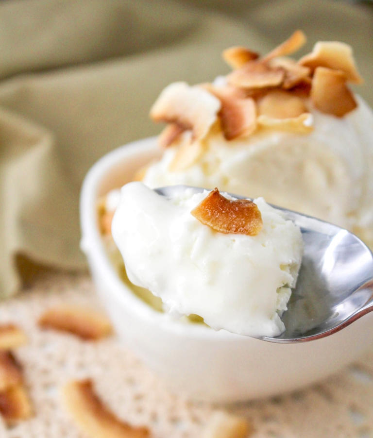 Three Ingredient Coconut Ice Cream (No Churn!)